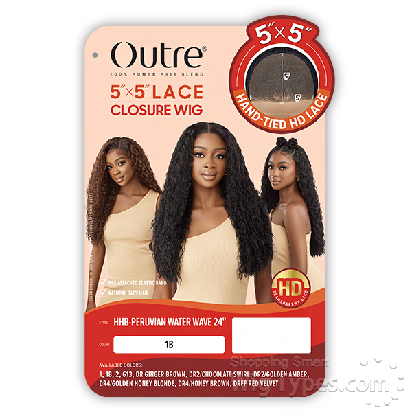 Outre 100 Human Hair Blend 5x5 Hd Lace Closure Wig Hhb Peruvian